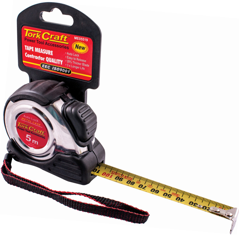 MEASURING TAPE SELF LOCK 5M X 19MM S/S & RUBBER CASING MATT FINISH - Mr ...