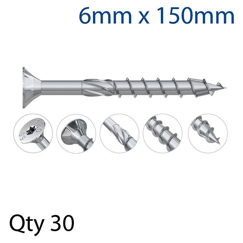 WOOD CON SCREW 6,0X150 MM PACK X30 - Mr Tool Guy