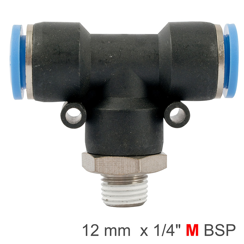 PU HOSE FITTING TEE 12MM-1/4 M - Mr Tool Guy