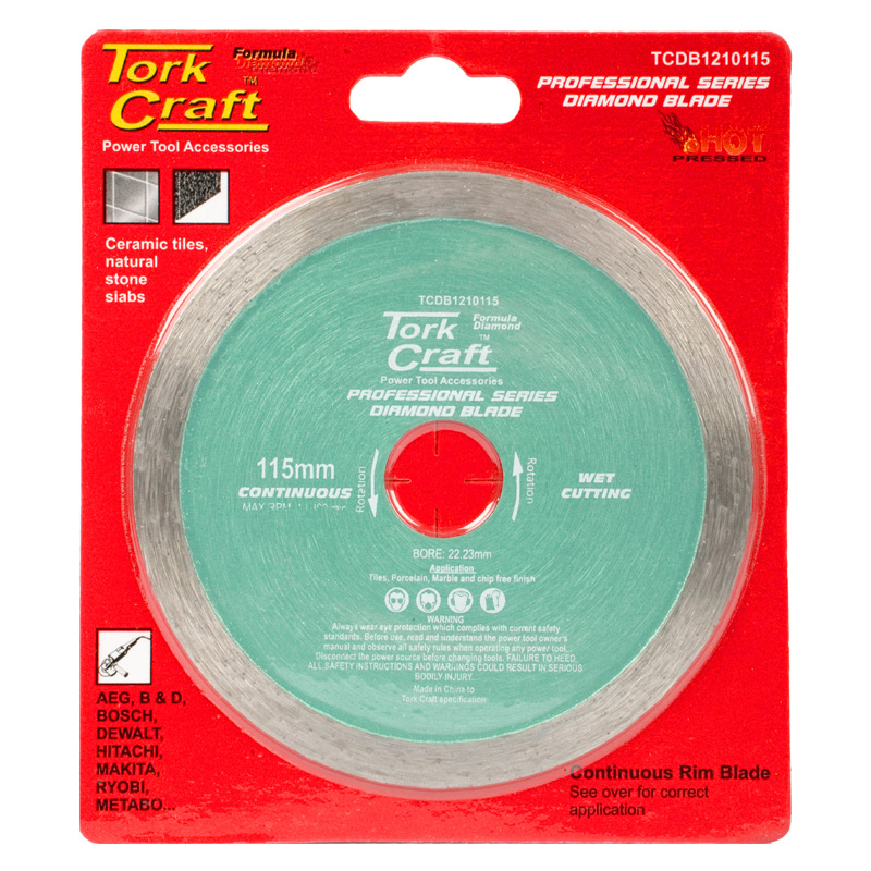 DIAMOND BLADE 115MM CONTINUES RIM HOT PRESSED CONTRACTOR - Mr Tool Guy